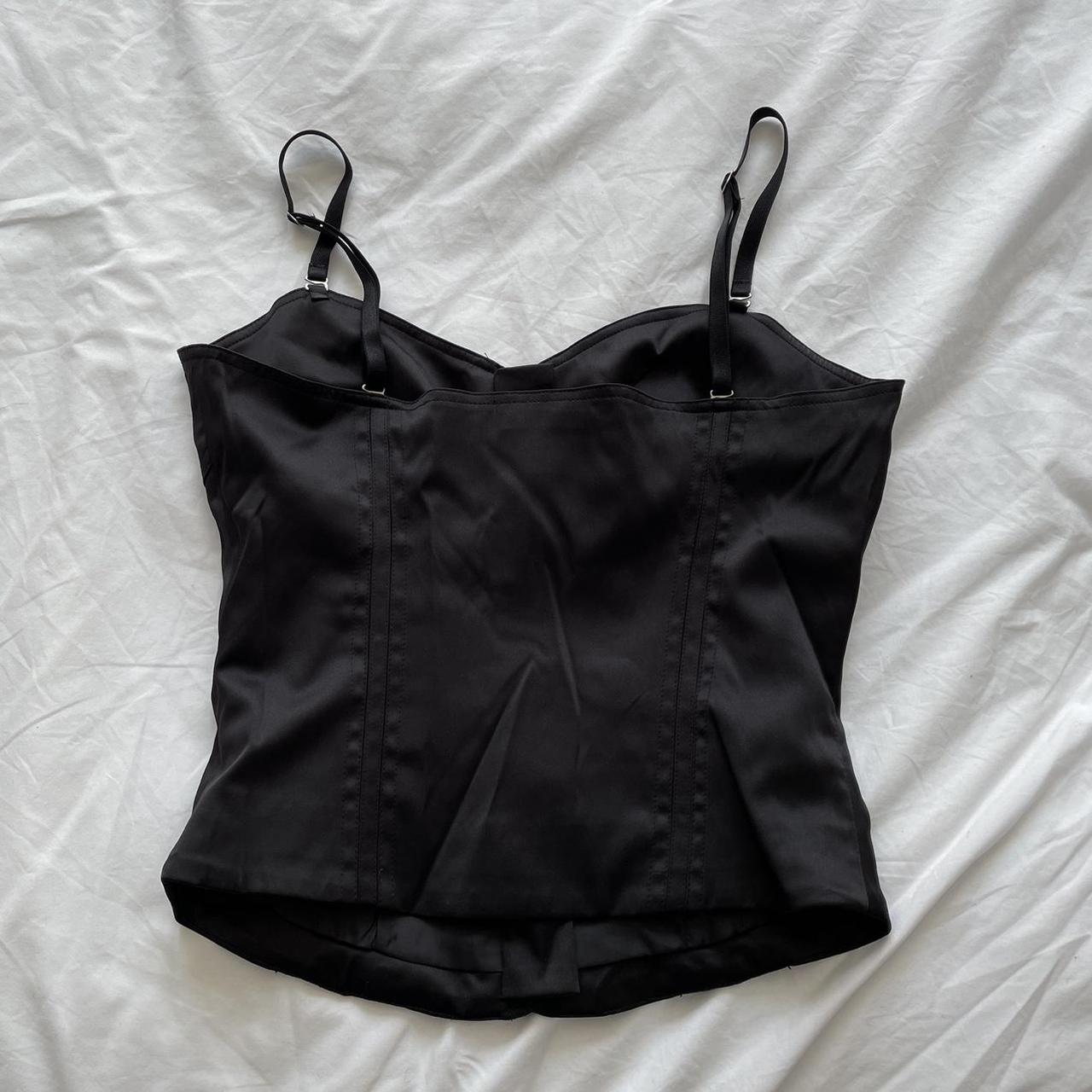 - basque satin corset vest top - hook and eye... - Depop