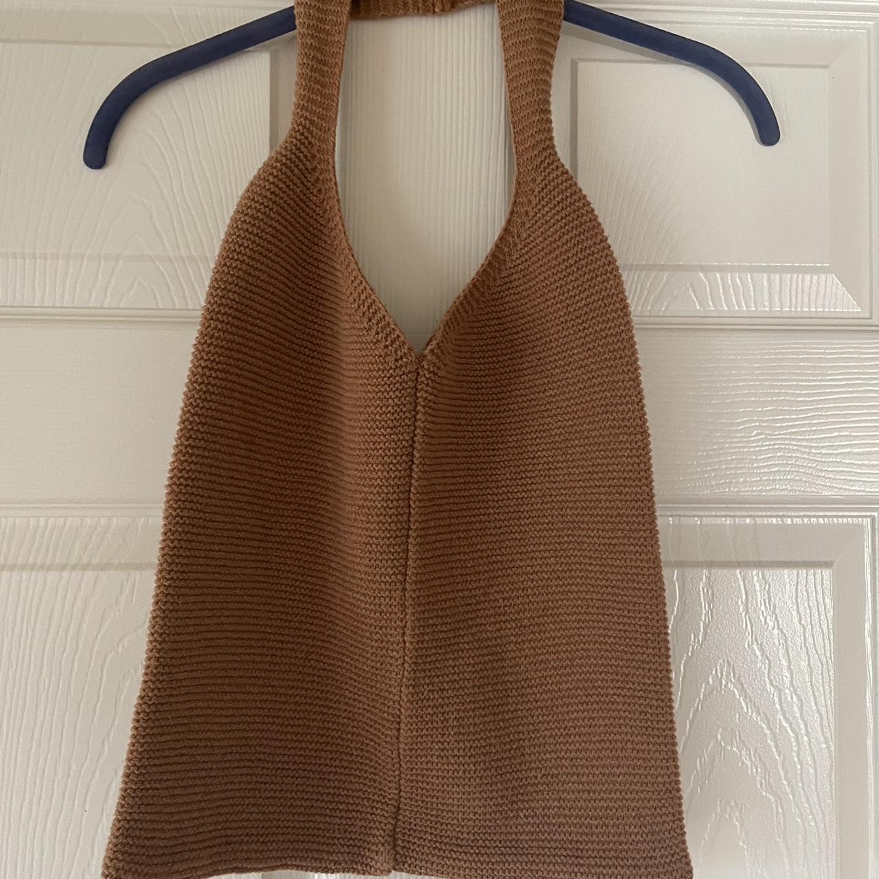 Soft knit sack bag in camel. Fits a good amount! - Depop