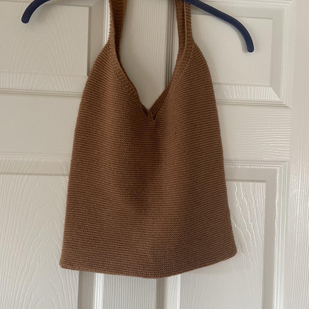 Soft knit sack bag in camel. Fits a good amount! - Depop