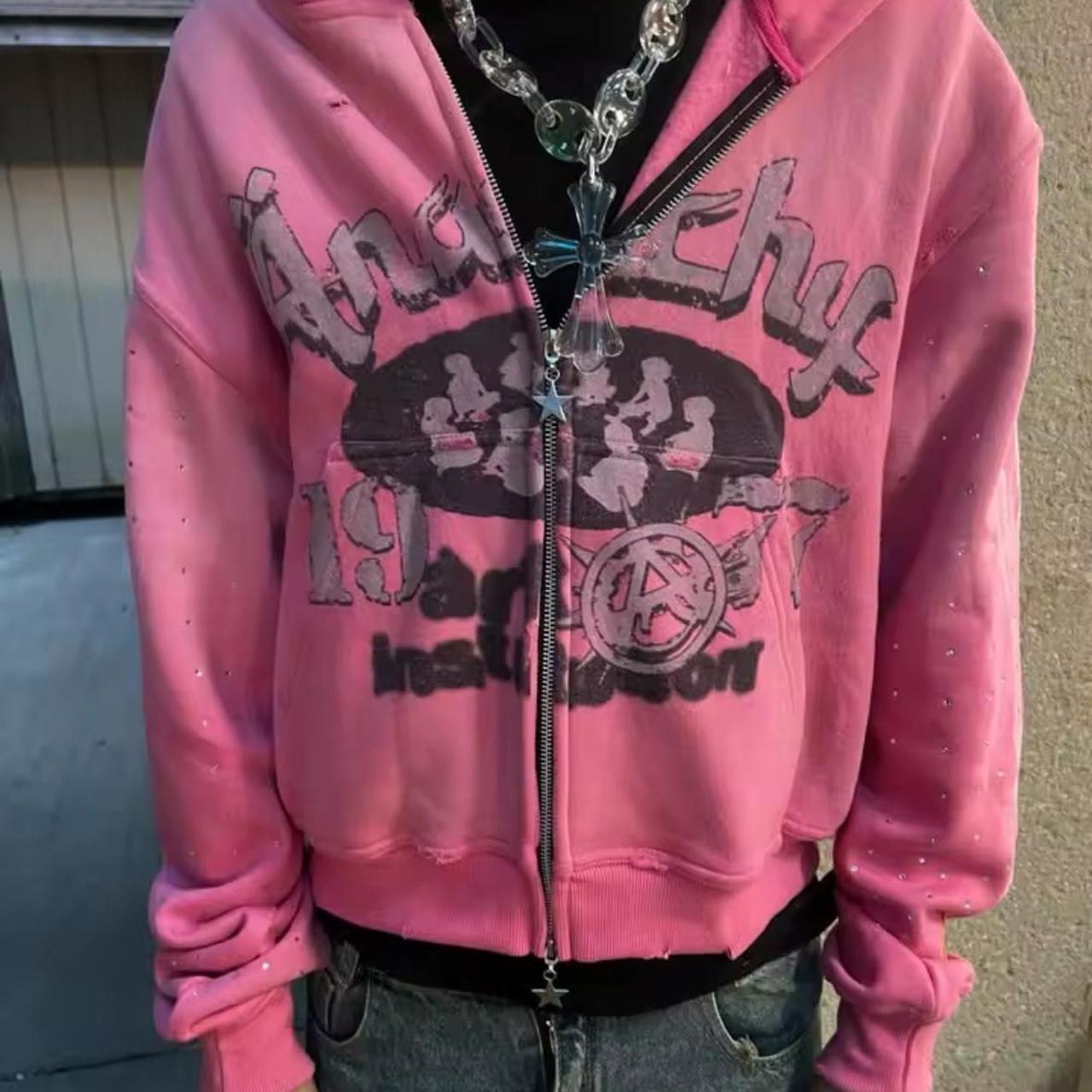 Pink Anarchy 1997 zip up hoodie #punk | Depop