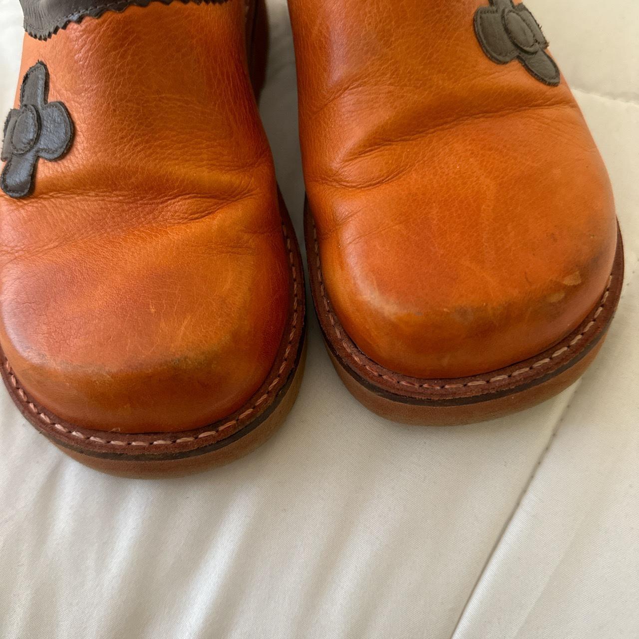 insane 2000s orange flower clogs size: 5-5.5... - Depop