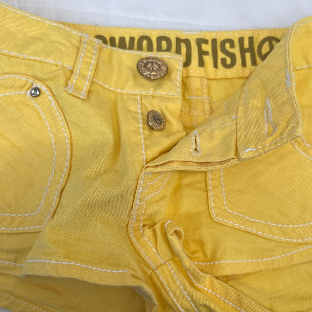 gyaru heart pocket shorts yellow low rise heart... - Depop