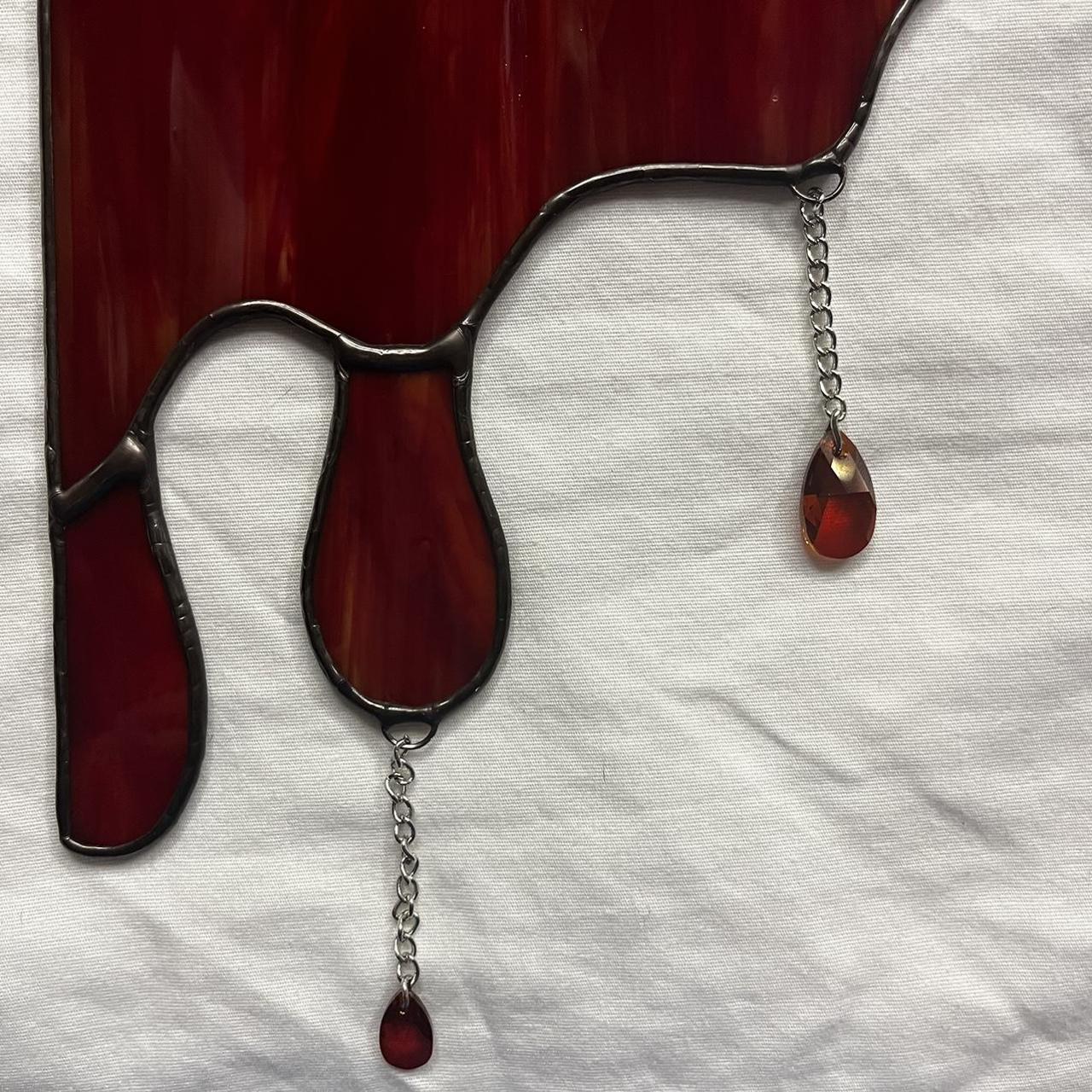 Dripping blood stained glass corner piece with gems.... - Depop