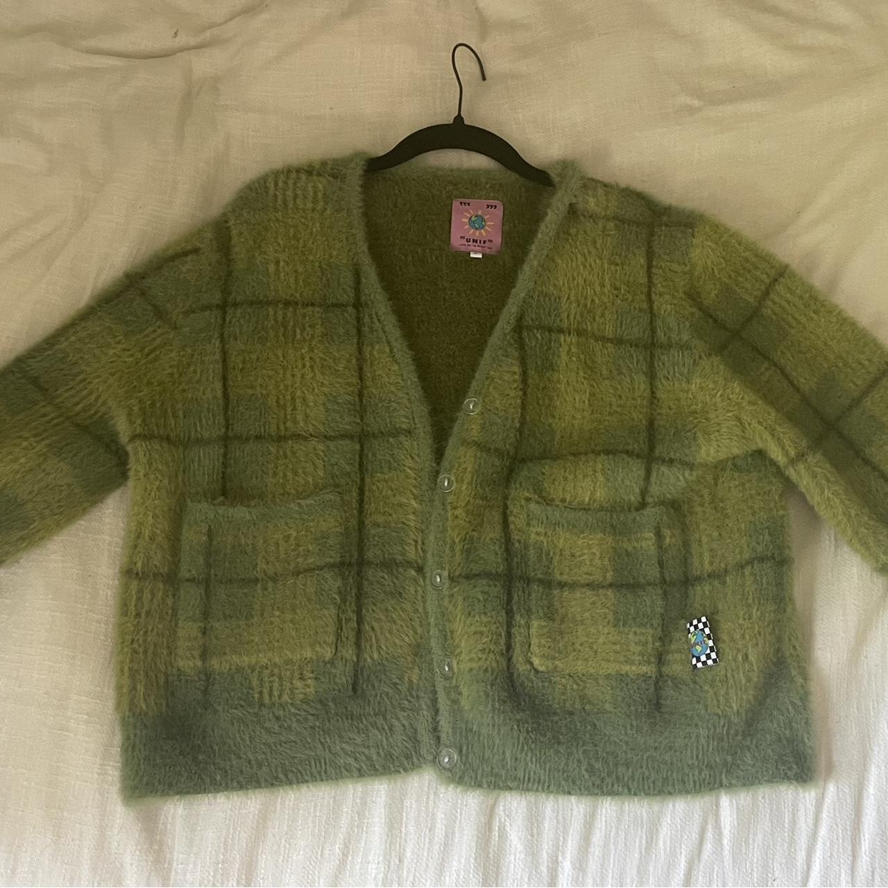 Unif green ty cardigan Size Medium but meant to be... - Depop