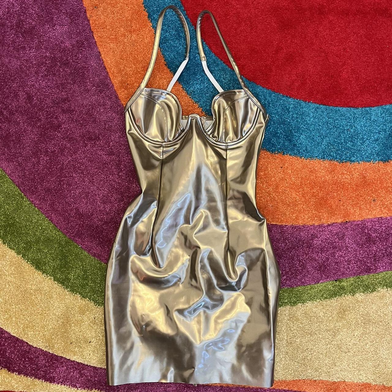 gold foil oh polly mini dress 🌟 size 4 🌟 bought... - Depop