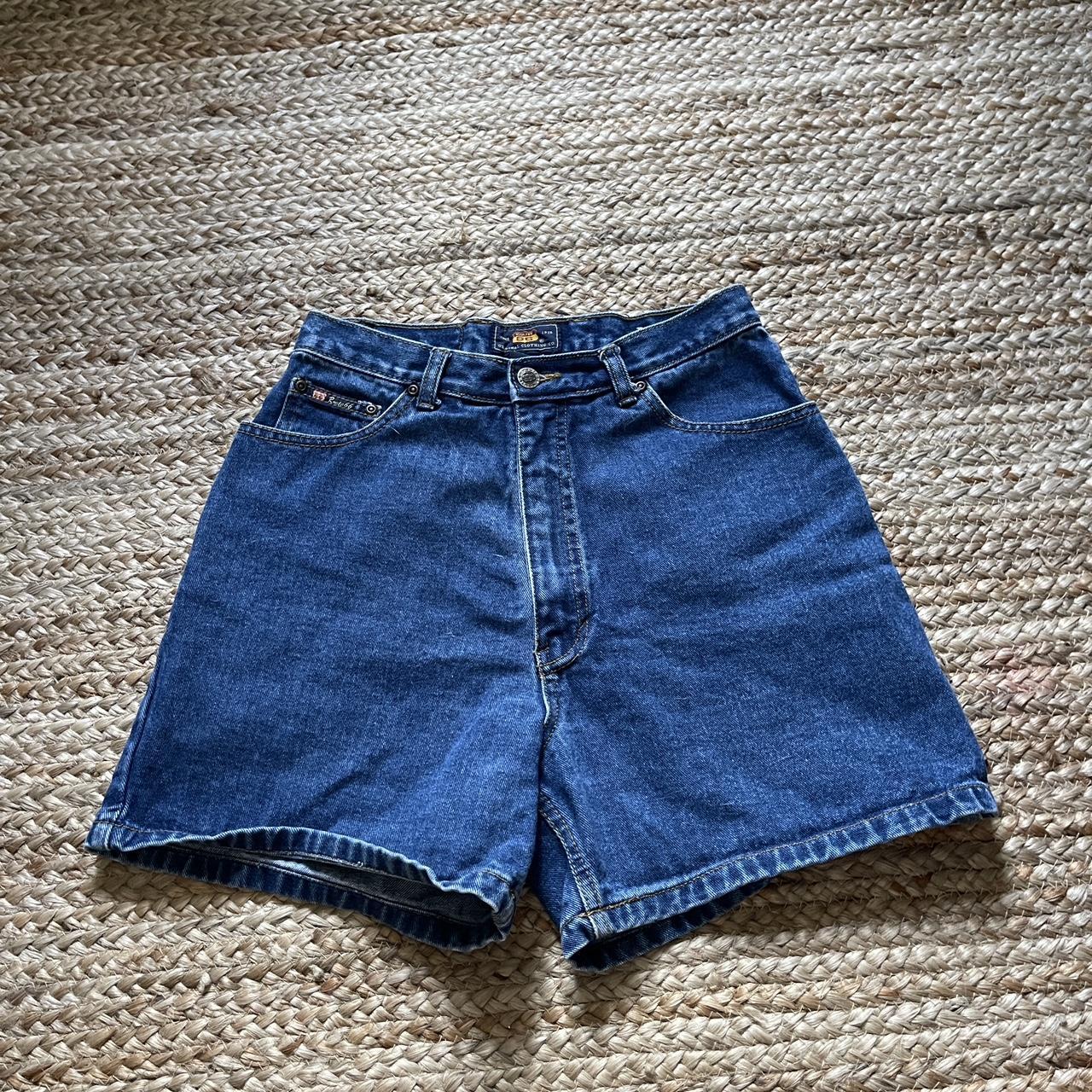 vtg route 66 high waisted denim shorts in perfect... - Depop
