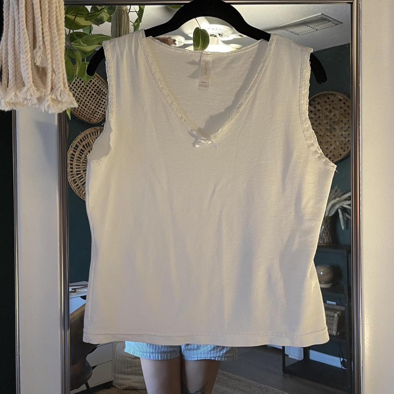 size medium white dainty muscle tank minor pilling... - Depop