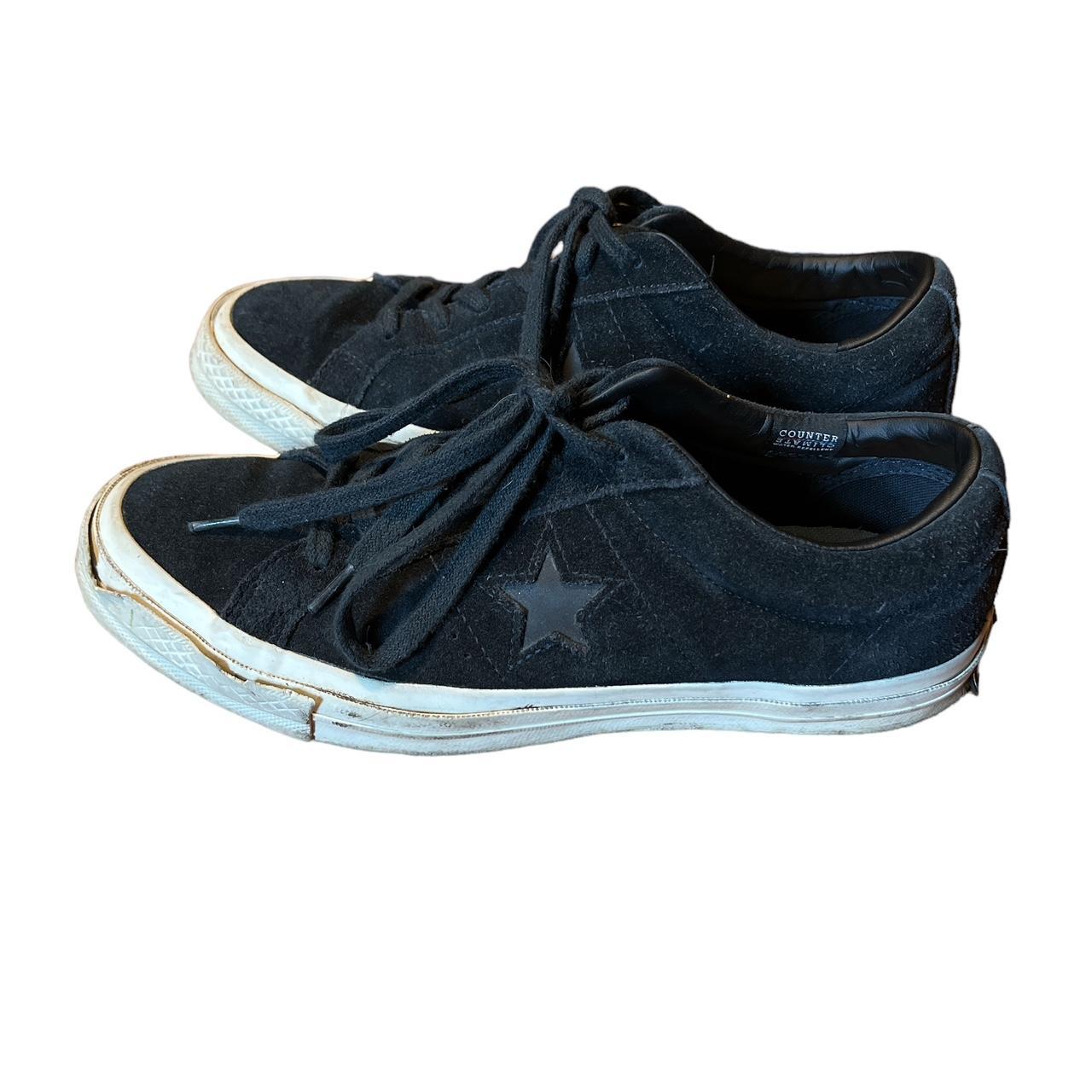 extremely beat old converse cons all black suede... - Depop