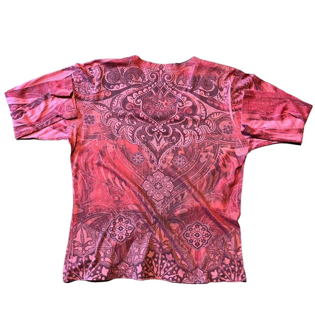 affliction type shirt red schlomo pattern shirt w... - Depop