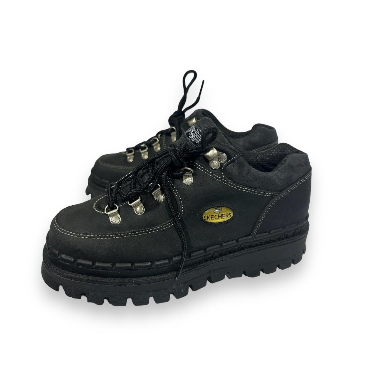 Vintage 90s Skechers jammers Black Leather Platform... - Depop