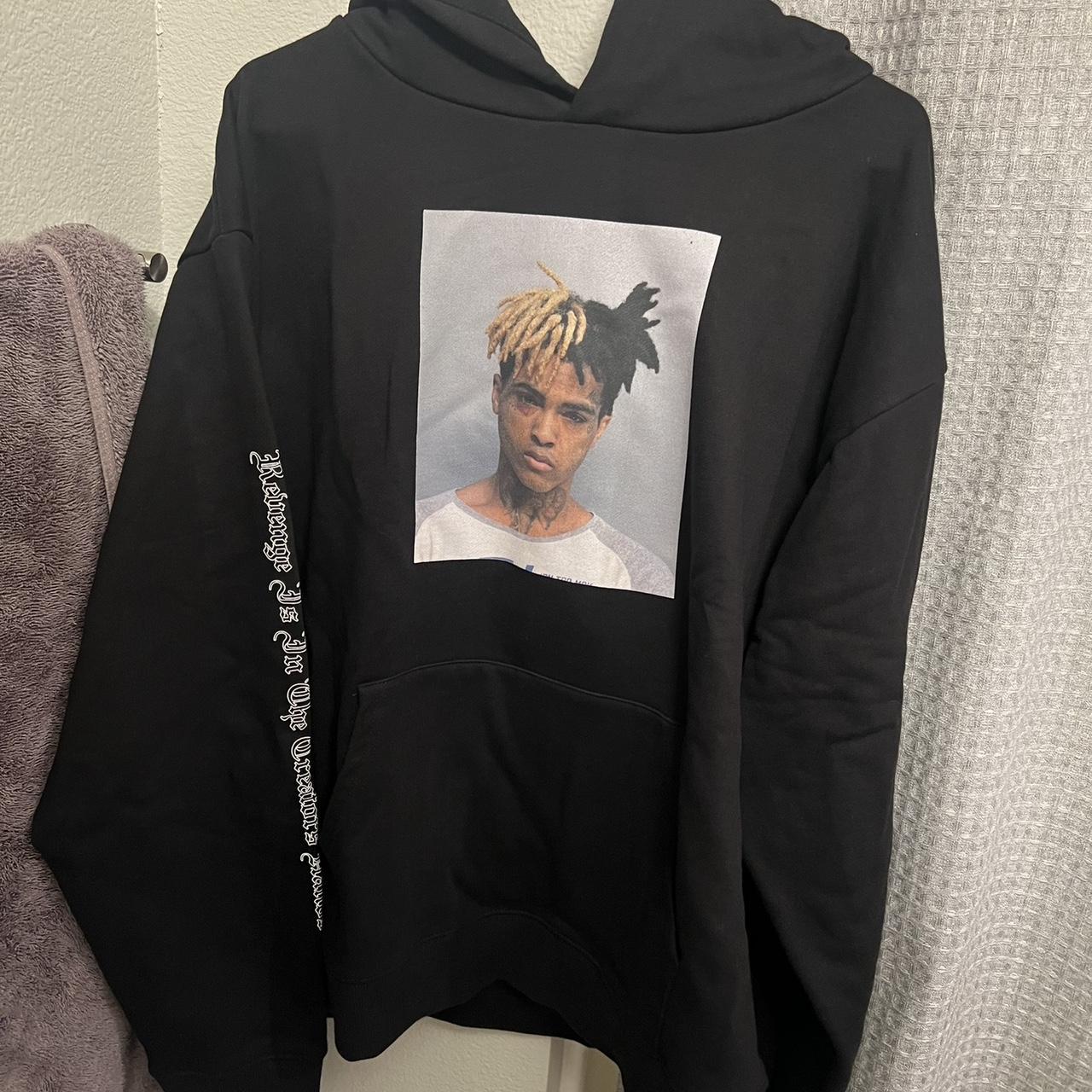 Revenge hoodie Xxxtentacion hug shot Size XL Black... | Depop