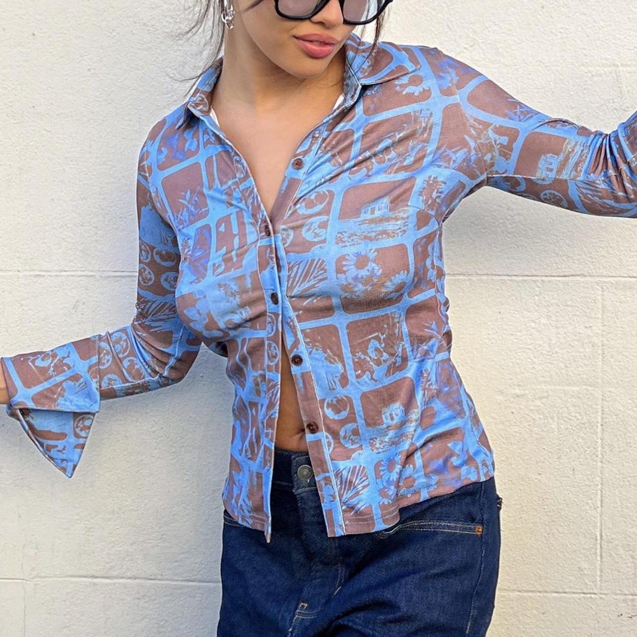 motel rocks long sleeve shirt in blue💙💙 perfect... - Depop