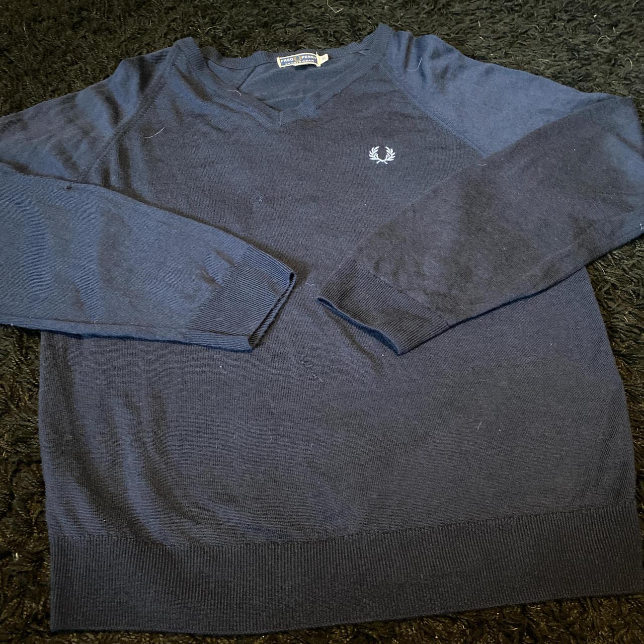 Vintage Fred Perry v-neck sweater navy XL Skinhead... - Depop