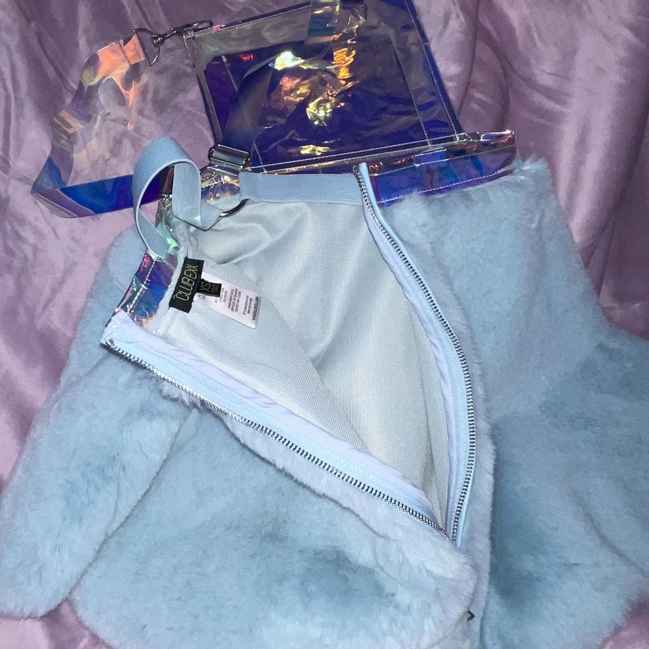 Metallic blue overall dress #decora #rave #kawaii... - Depop