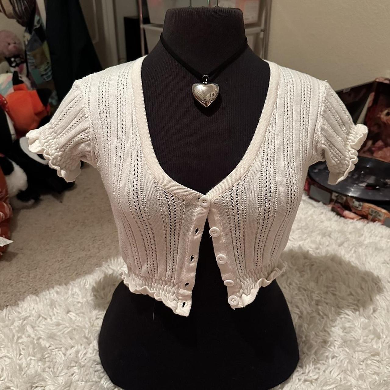 !M?ERFECT Women's Cream Crop-top | Depop