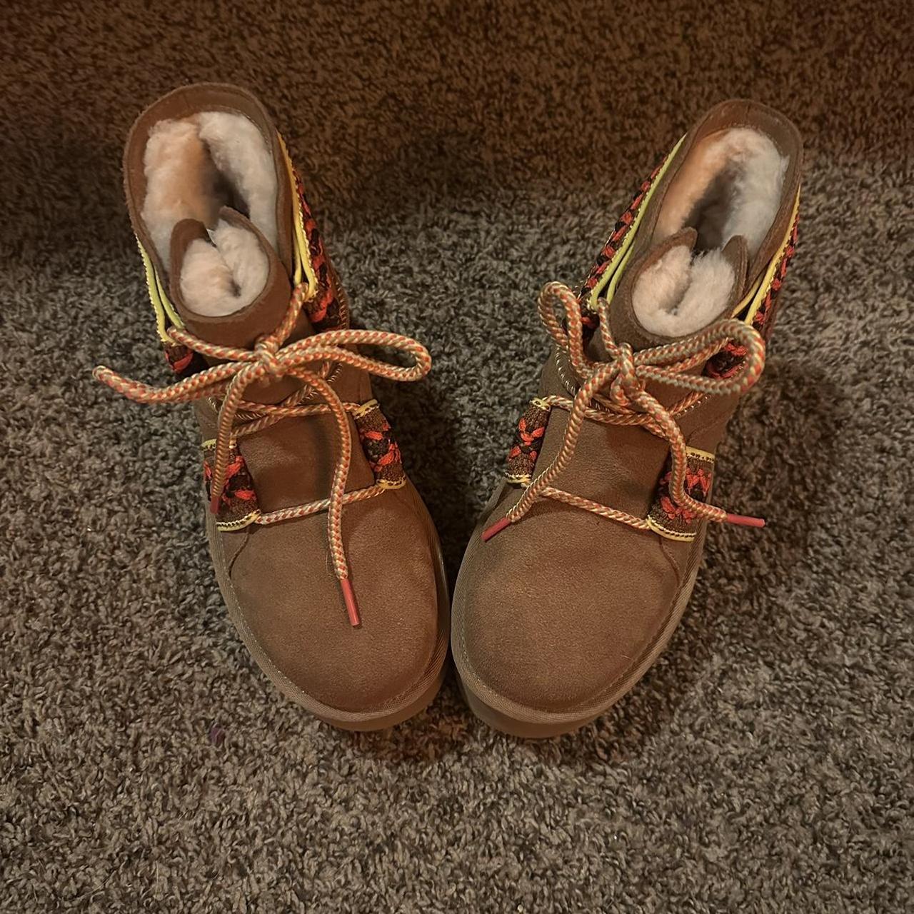 unique red and yellow platform Uggs 🎀🎀 So cute and... - Depop