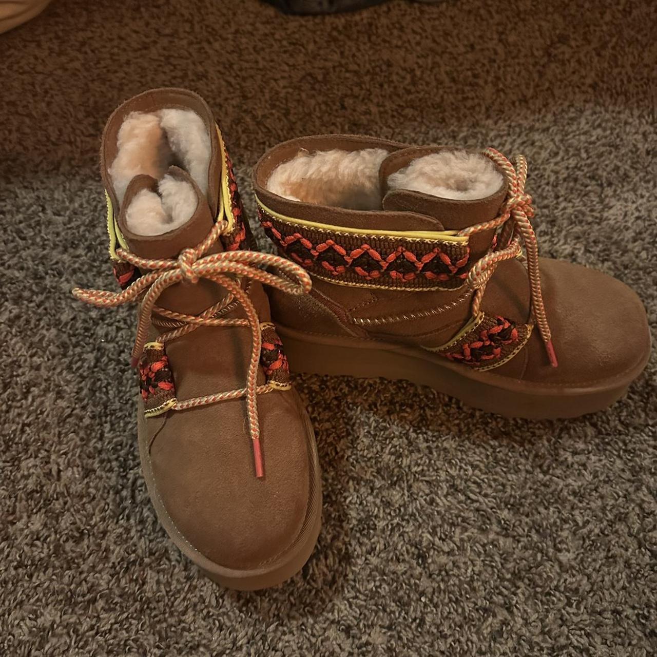 unique red and yellow platform Uggs 🎀🎀 So cute and... - Depop