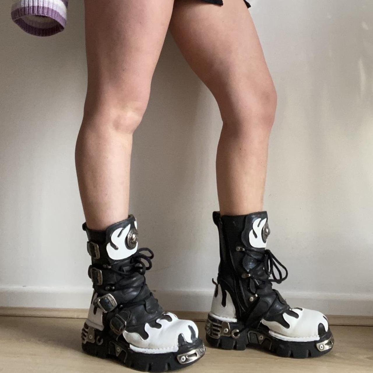 White flame new rock boots Size 38 (also fits 6 as... - Depop