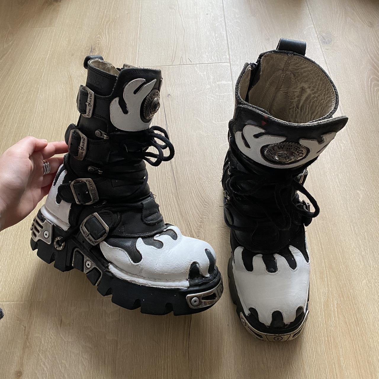 White flame new rock boots Size 38 (also fits 6 as... - Depop