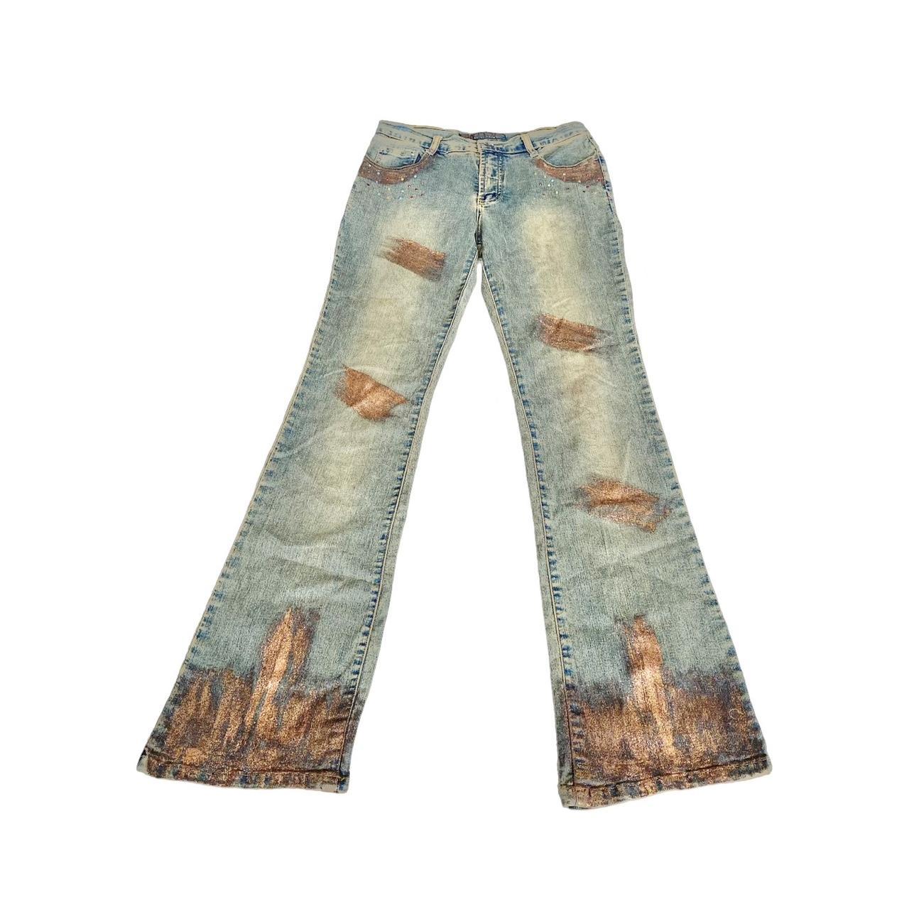 Blue denim sparkly bootcut jeans Soo cute & in... - Depop