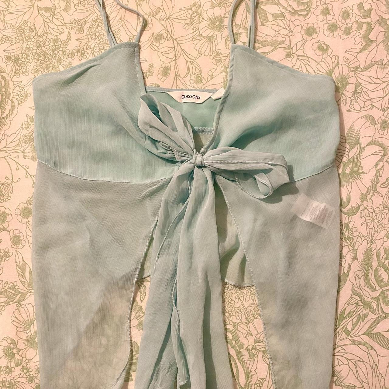 Glassons light blue mesh tie up top So pretty,... - Depop
