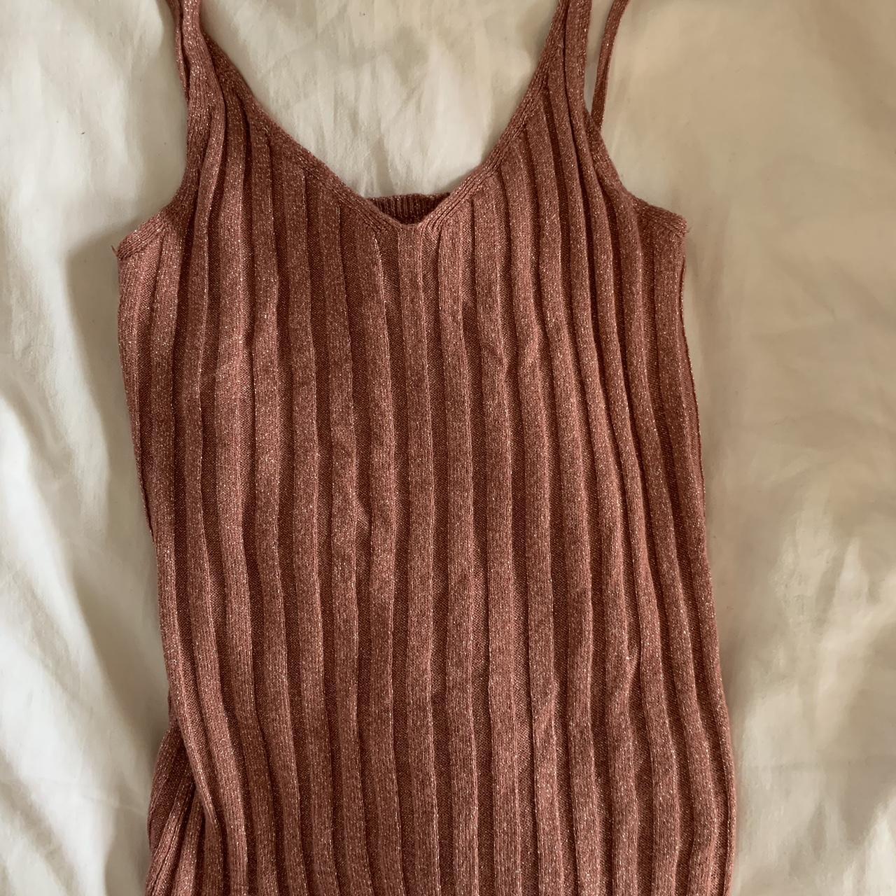 sparkly dusty pink ribbed cami, primark /... - Depop