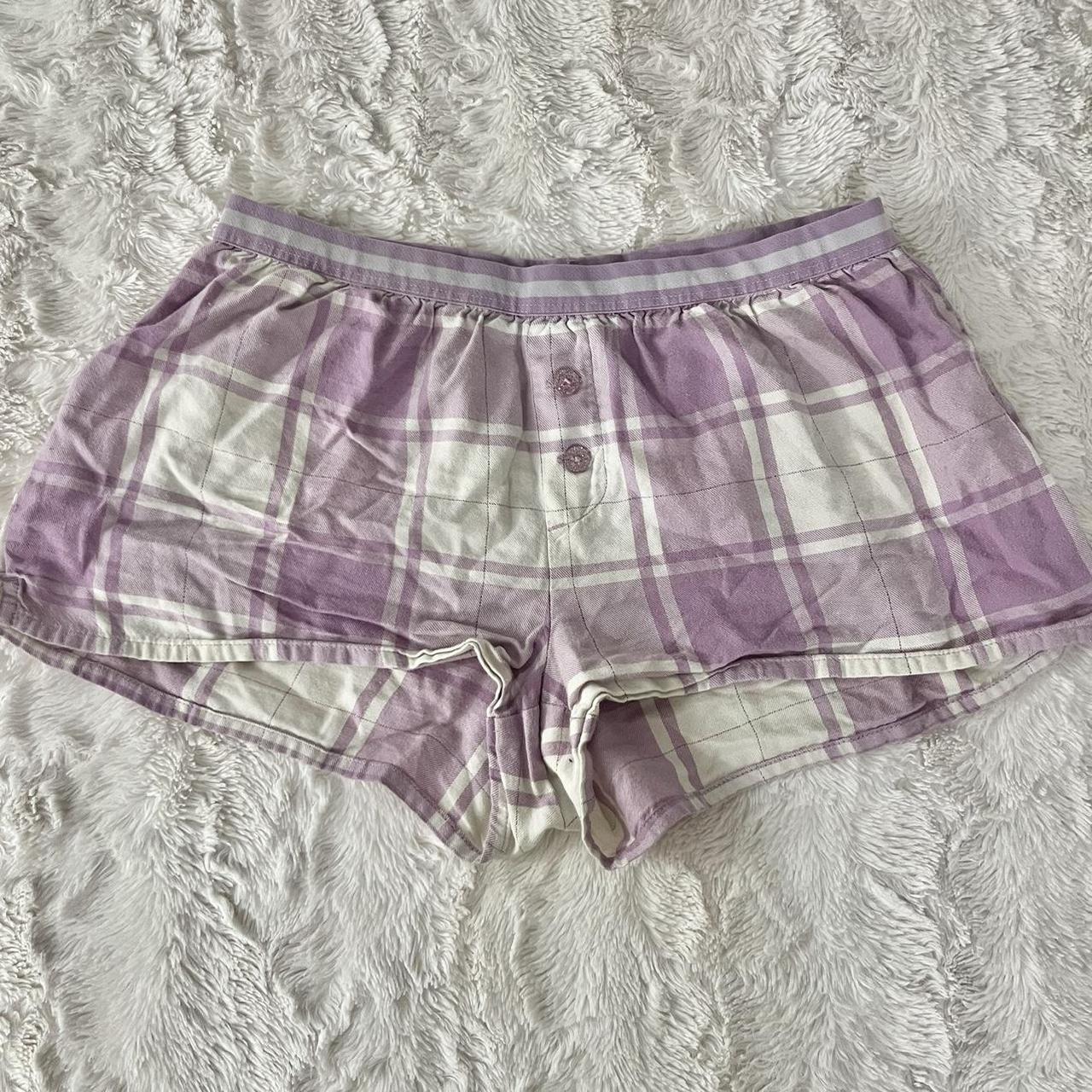 super cute boxer-style pj shorts - plaid, purple... - Depop