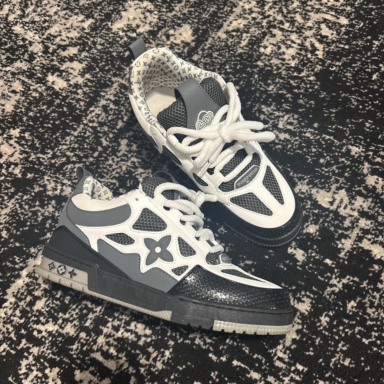 LV SKATE gray black and white Nike Dunk low trainers | Depop