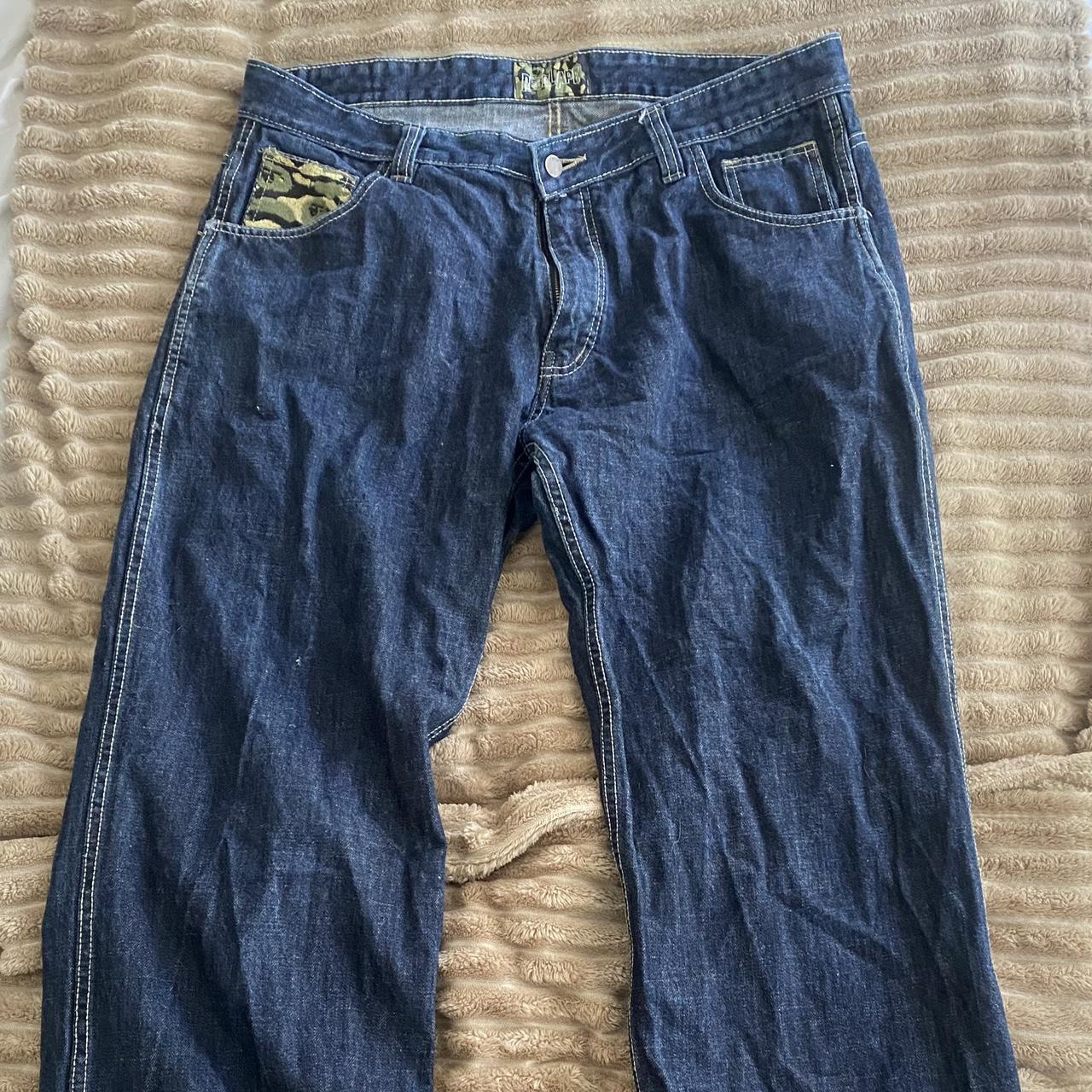 Rebel Ape bape rip-off 2000s jeans, baggy fit 40”... - Depop