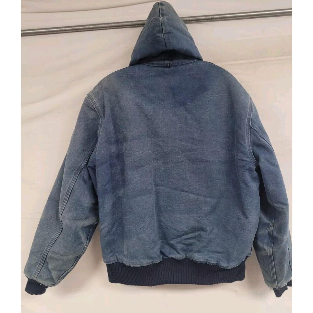 MENS VINTAGE CARHARTT JACKET HOODED BLUE QUILTED... - Depop