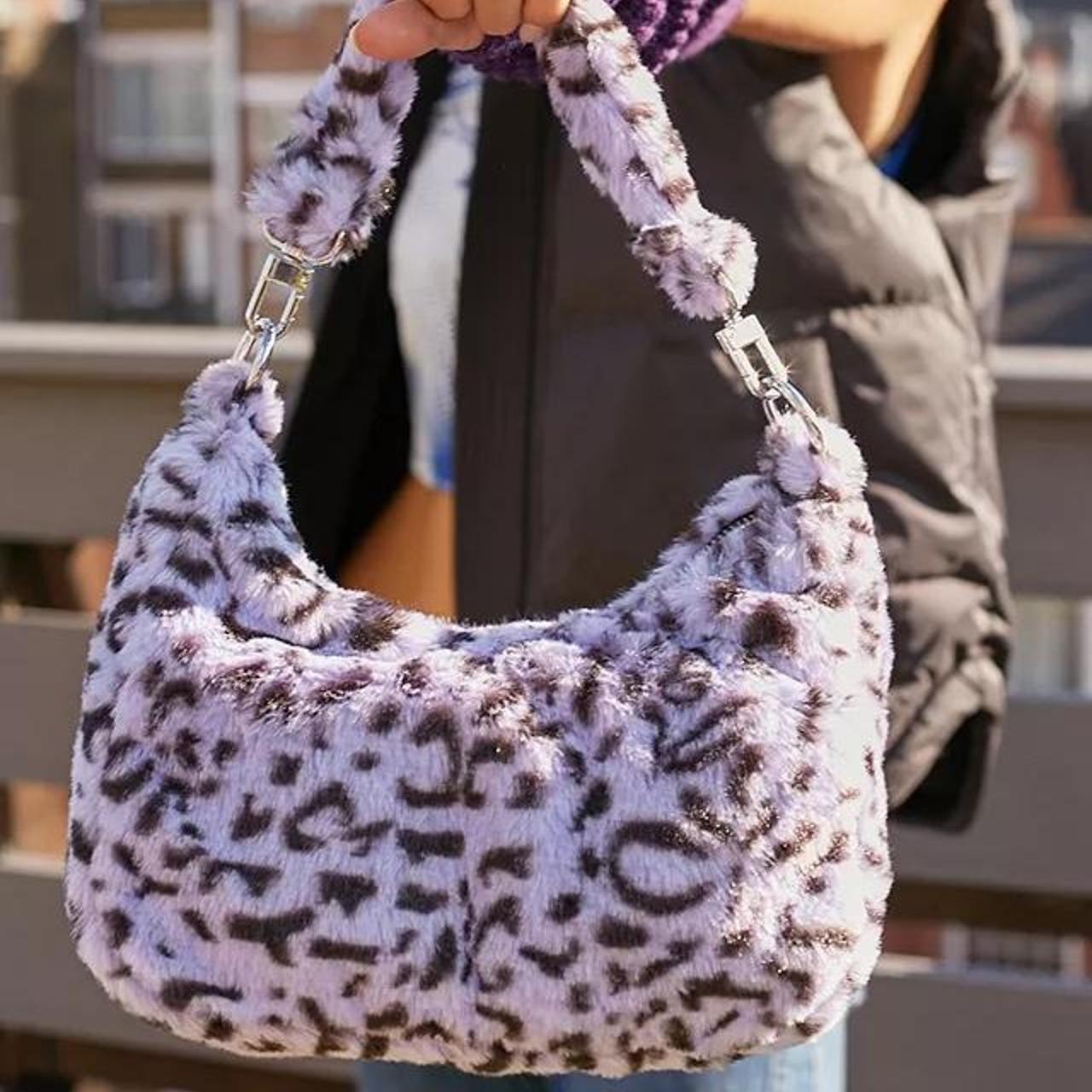 Urban outfitters fluffy shoulder cheetah print bag... - Depop