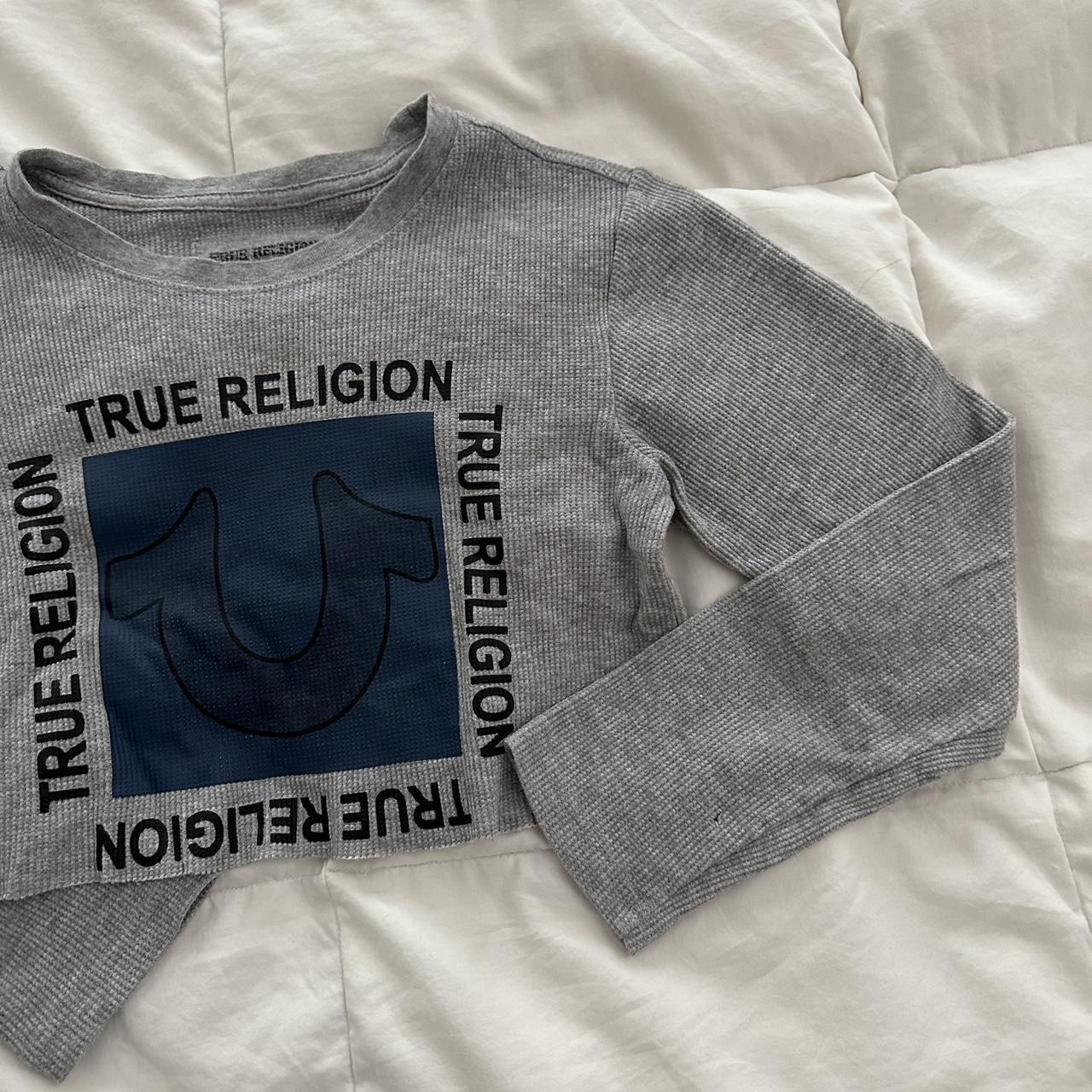 Cropped True Religion long sleeve. - Depop