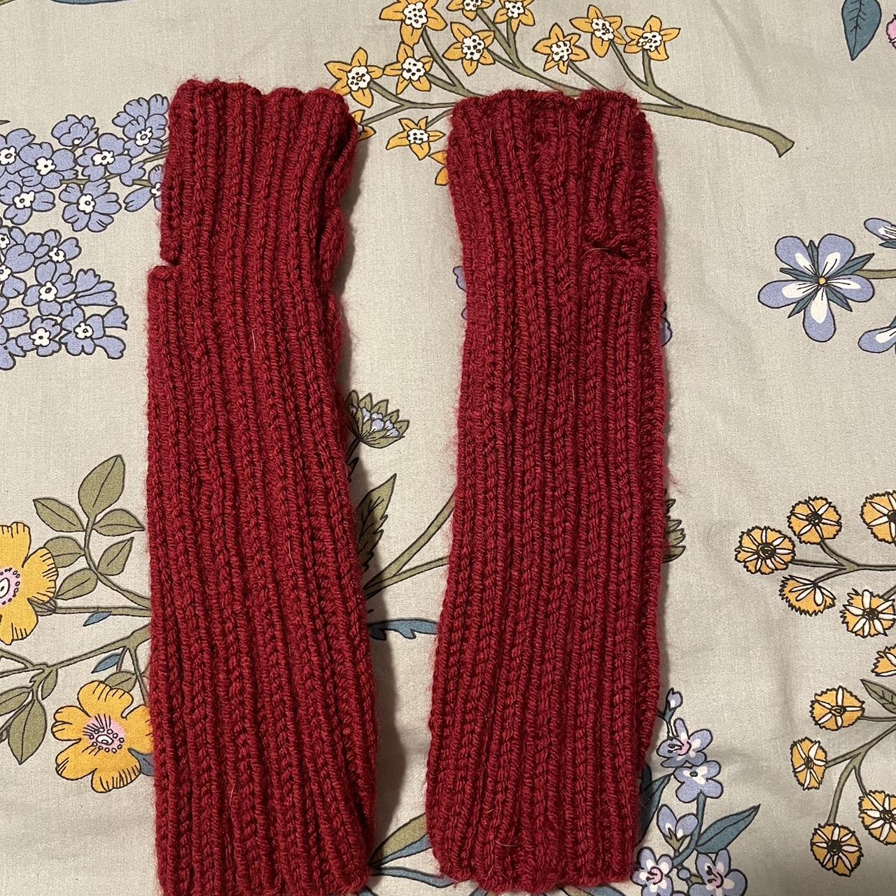 dark red knit arm warmers no flaws no paypal, depop... - Depop