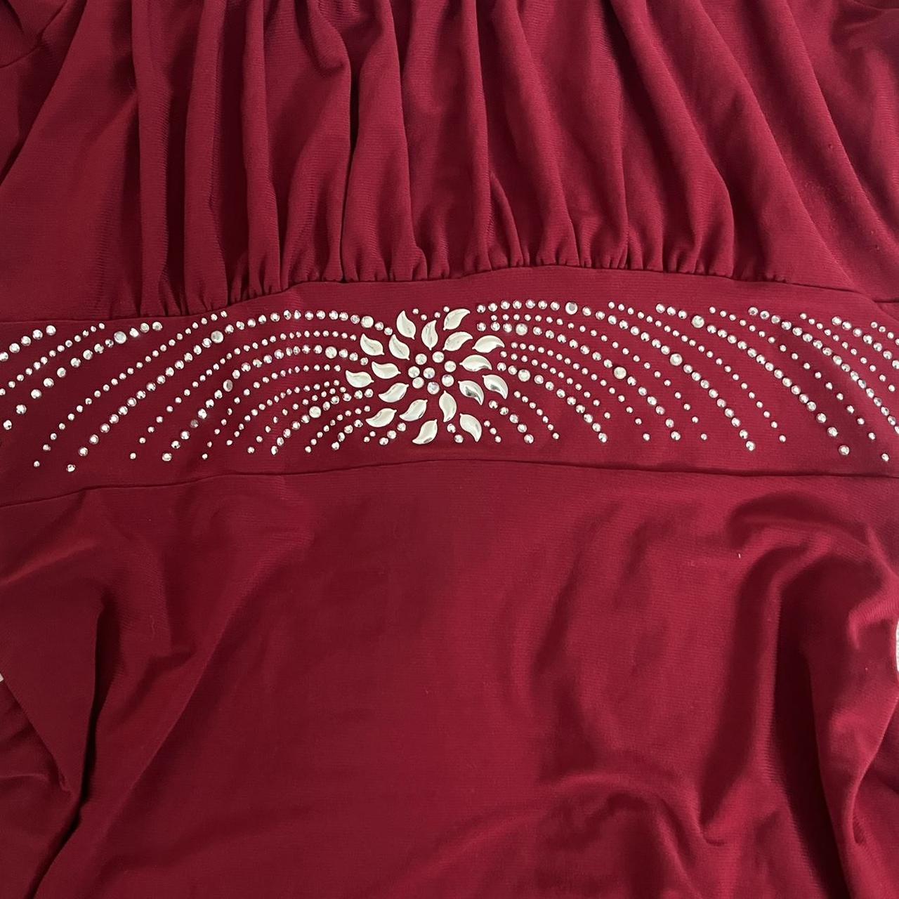 Deep red top with scrunched sleeves, no... | Depop