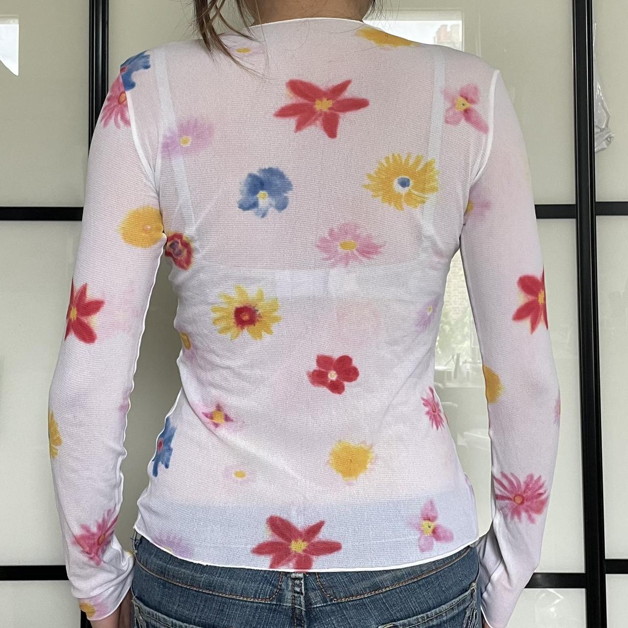 stunning vintage 90s 2000s pattern mesh top, with... - Depop
