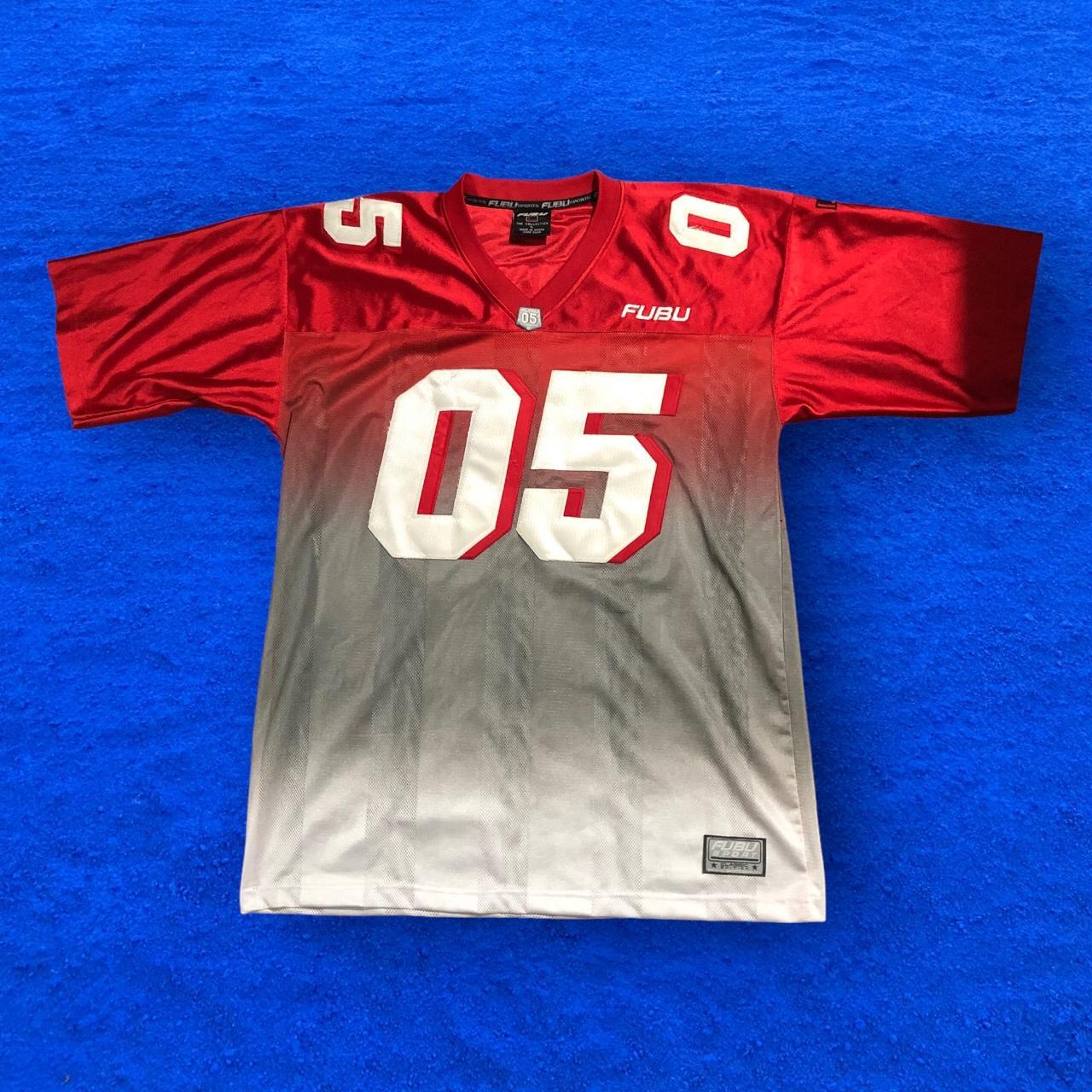 FUBU Men's Red and White T-shirt | Depop