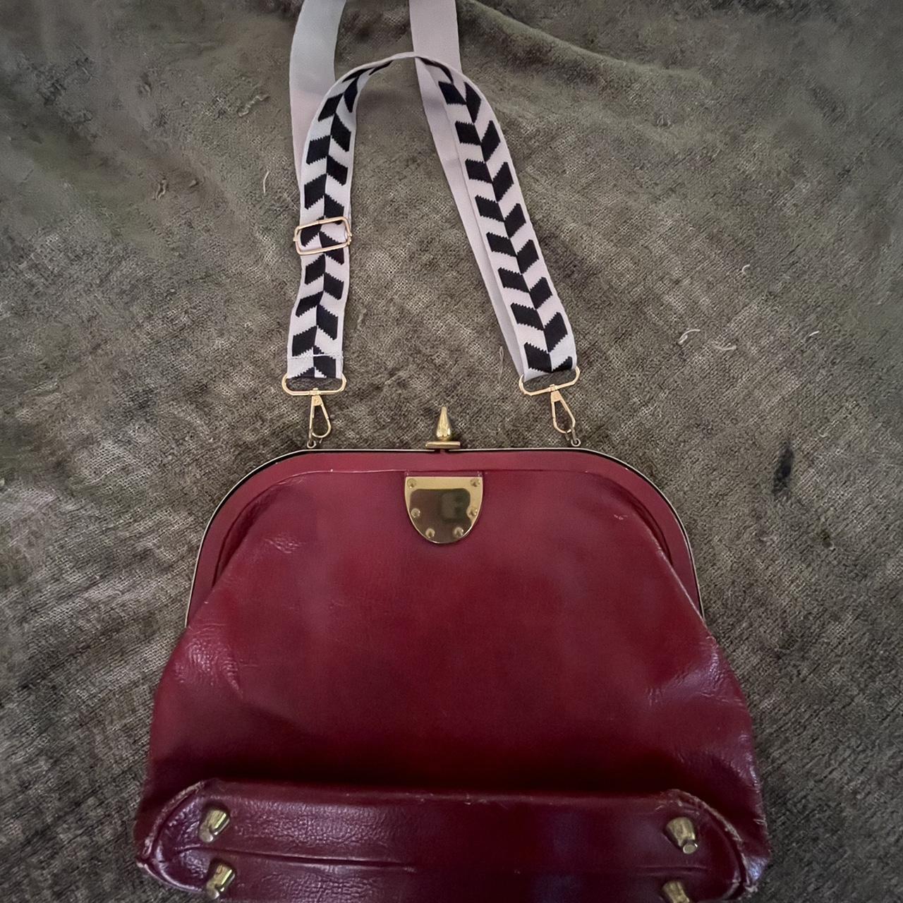 vintage roger van s deep red purse with gold and... - Depop