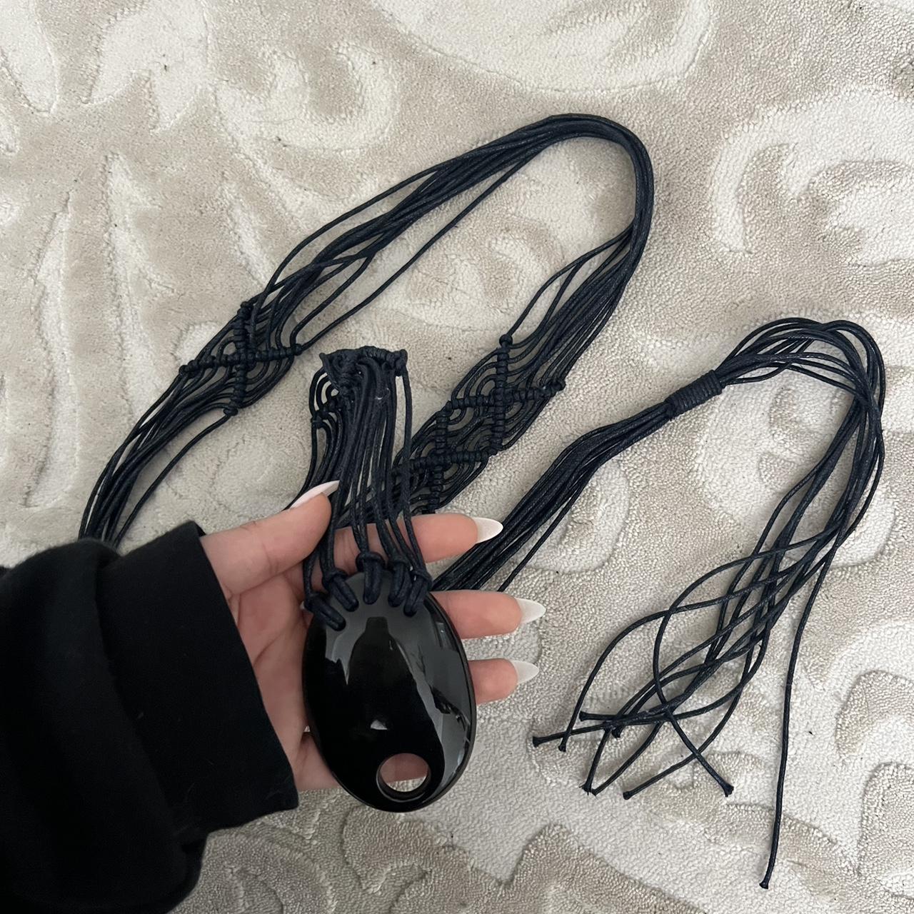 Vintage y2k 90s string belt with tassles Can fit... - Depop