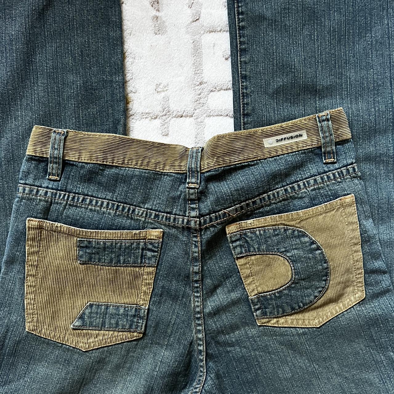vintage diffusion distressed wash jeans with... - Depop