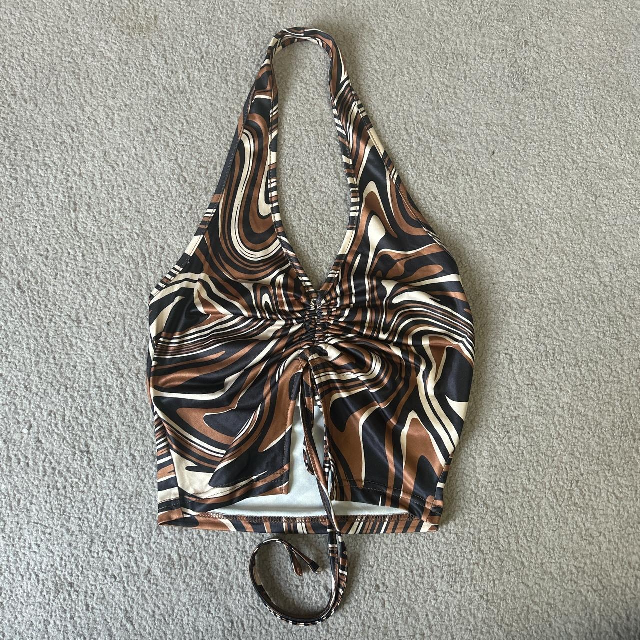 Shein small drawstring halter neck crop top. Never... - Depop