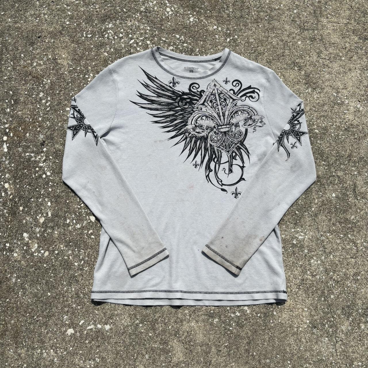 no boundaries y2k affliction emo grunge tribal... - Depop