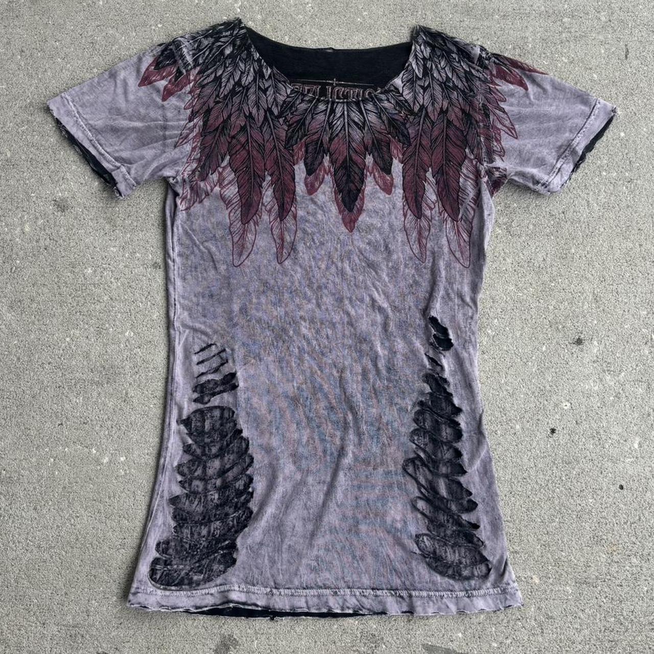 affliction reversible grunge zombie gothic feather... | Depop