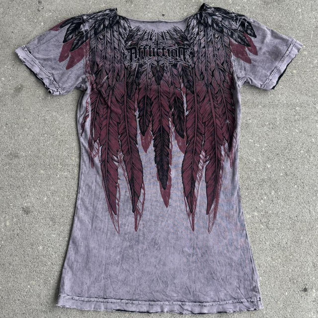 affliction reversible grunge zombie gothic feather... | Depop