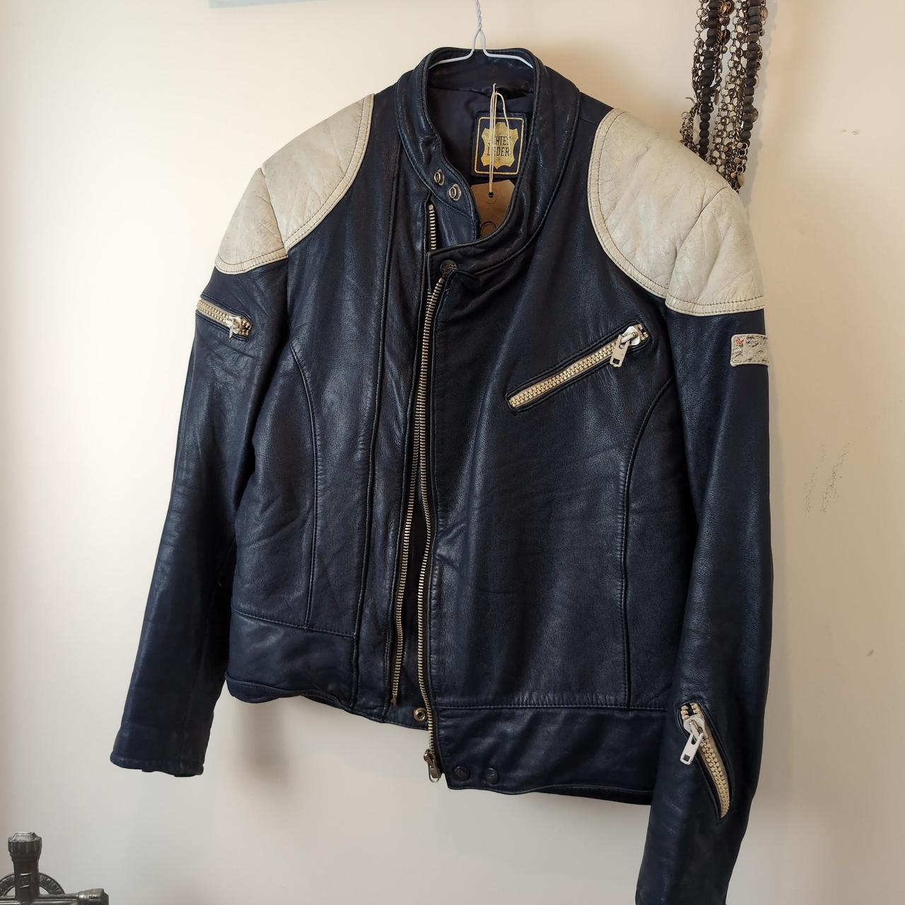 Racing / racer leather jacket Proper vintage... - Depop