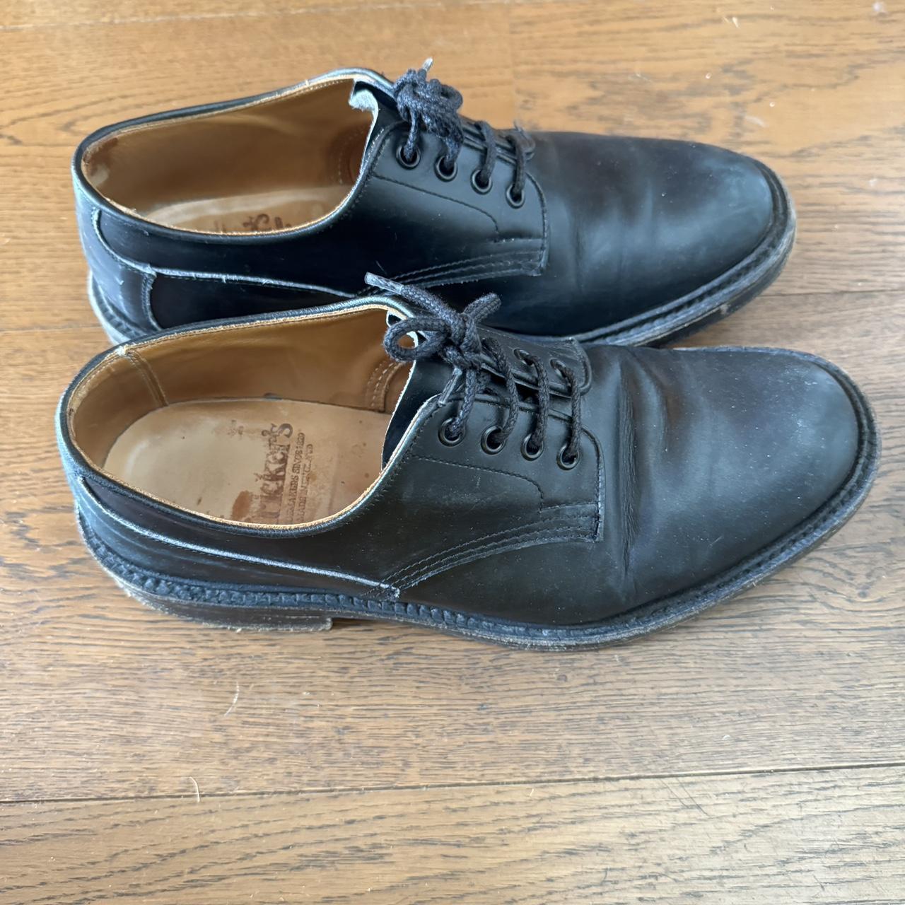 Trickers black leather derby Shoes Size 9 men’s Good... - Depop