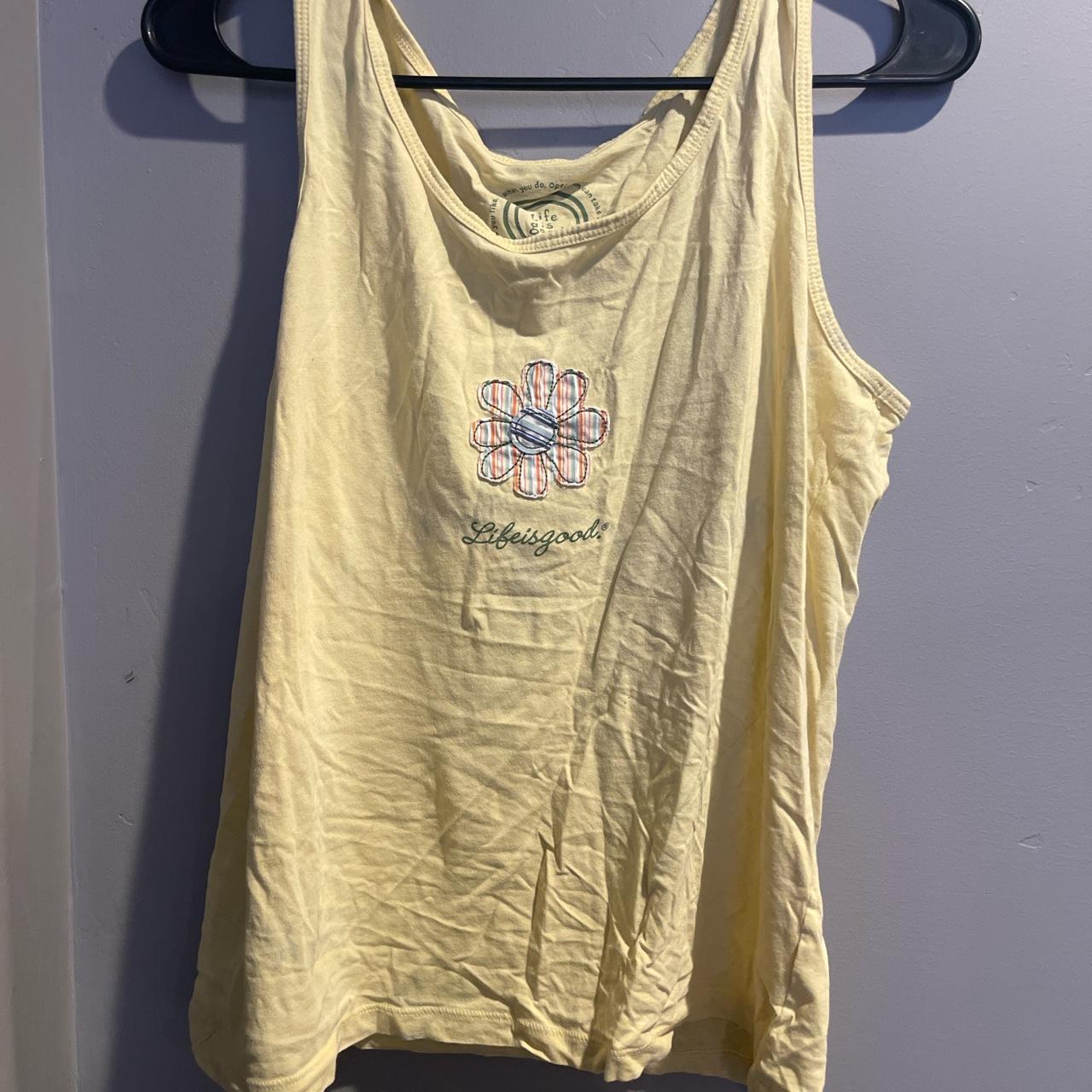 LIFE IS GOOD yellow tank top size- M - Depop