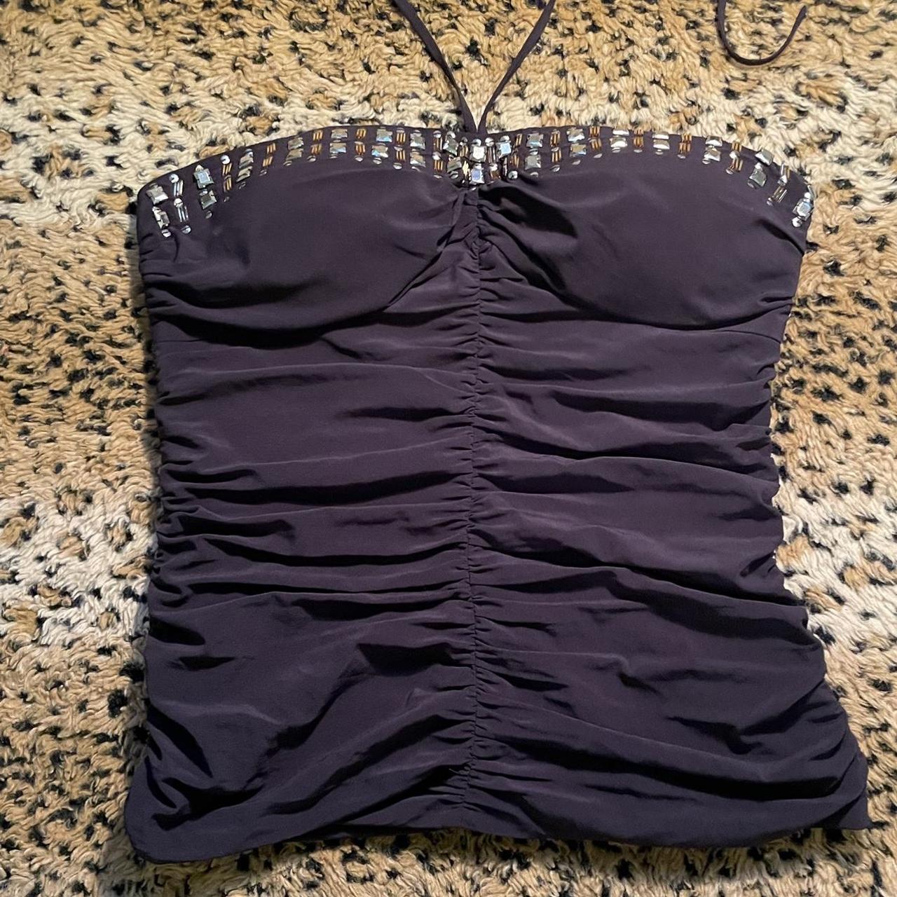 bebe tube/halter top! with gems sewn around the top.... - Depop