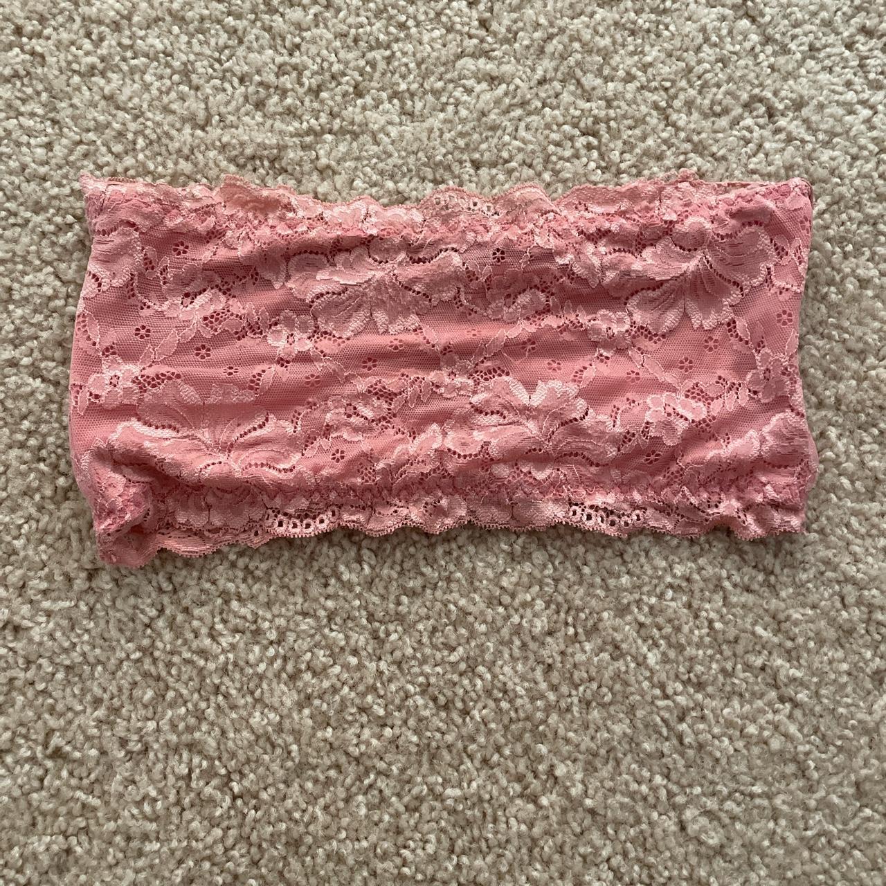 Pink Lacey Bandeau Top - Depop