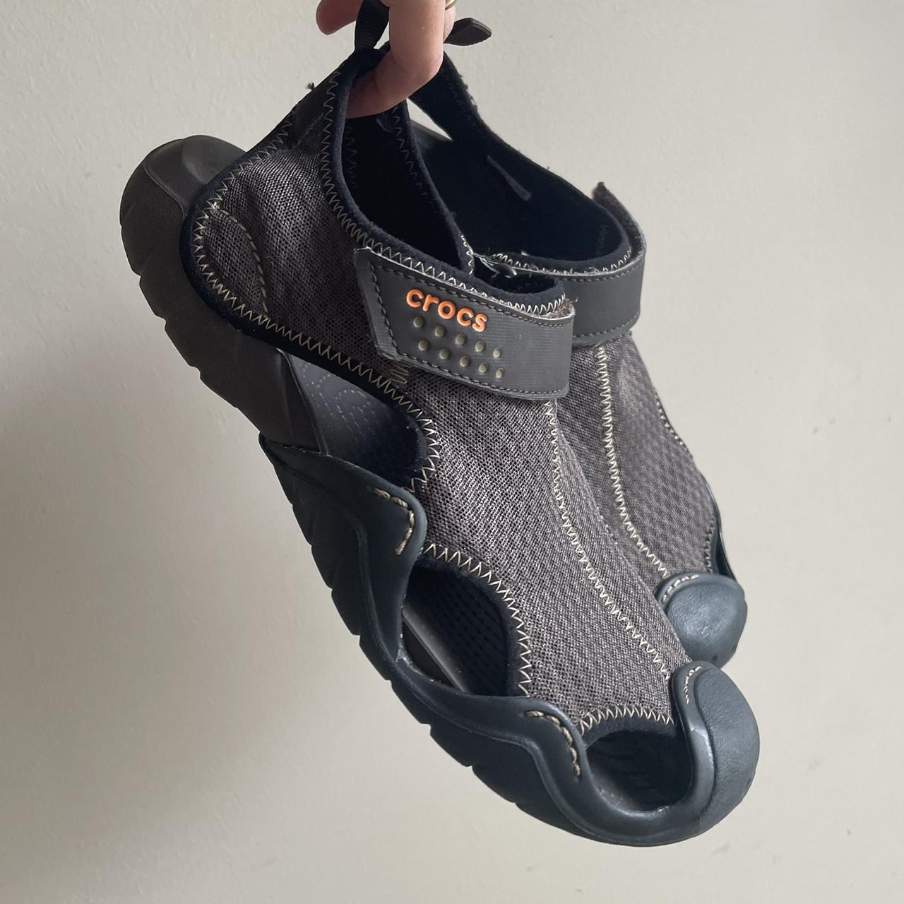 Brown, black and orange mesh crocs sandals - Men’s... - Depop