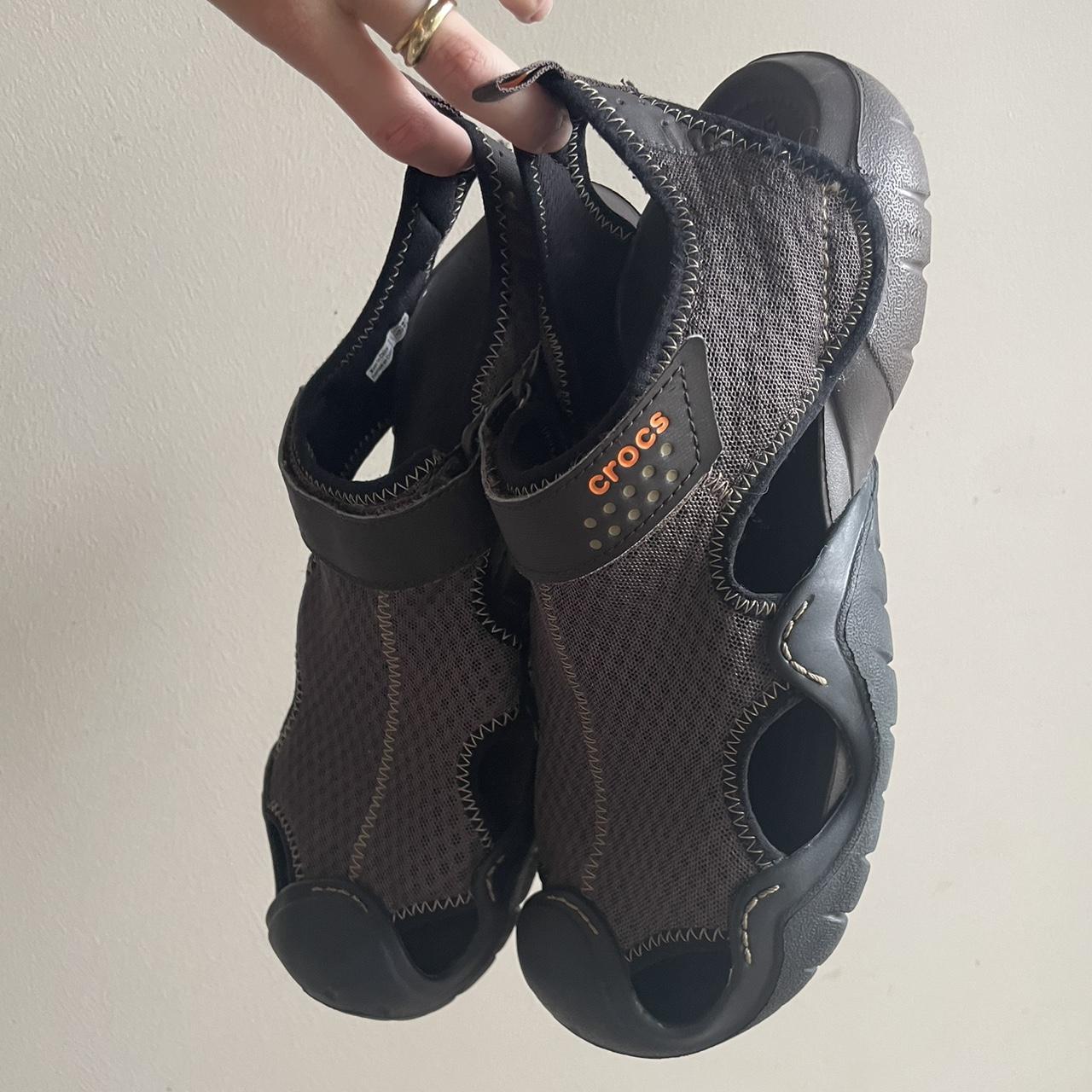 Brown, black and orange mesh crocs sandals - Men’s... - Depop